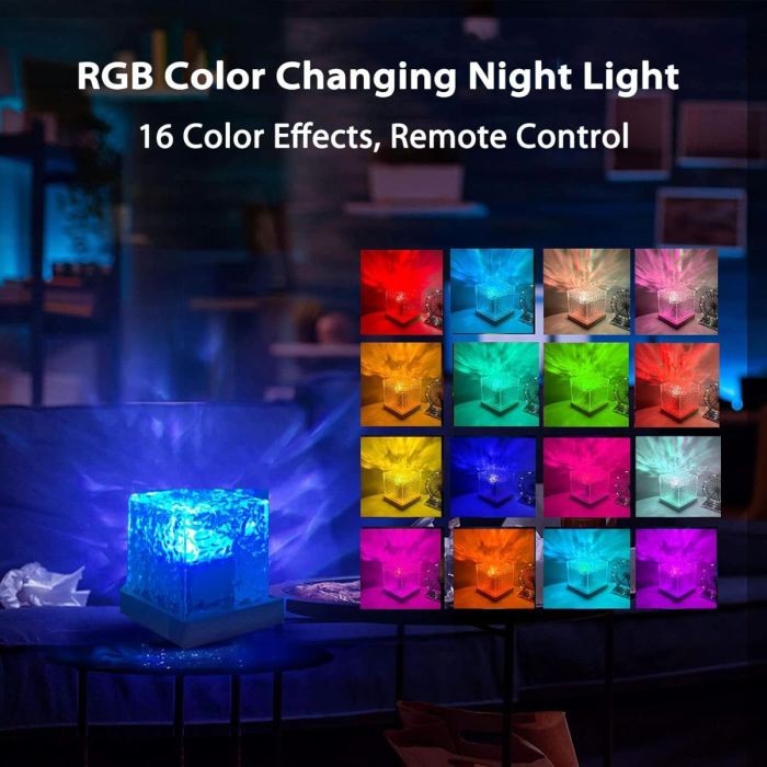Rotating Water Ripple Crystal LED Table Lamp with Remote