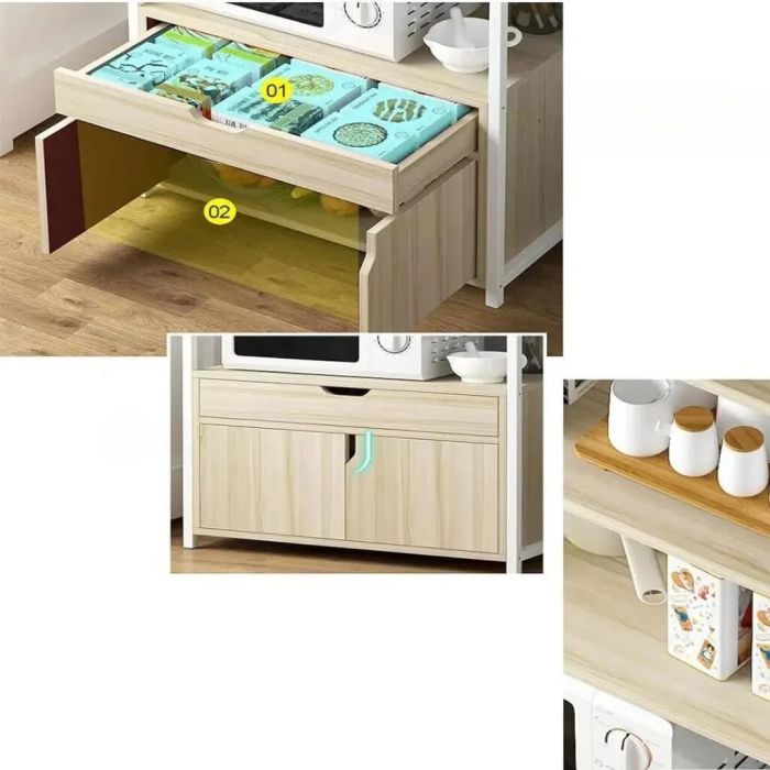 3 Layers Multi-Purpose Wooden Kitchen Shelves