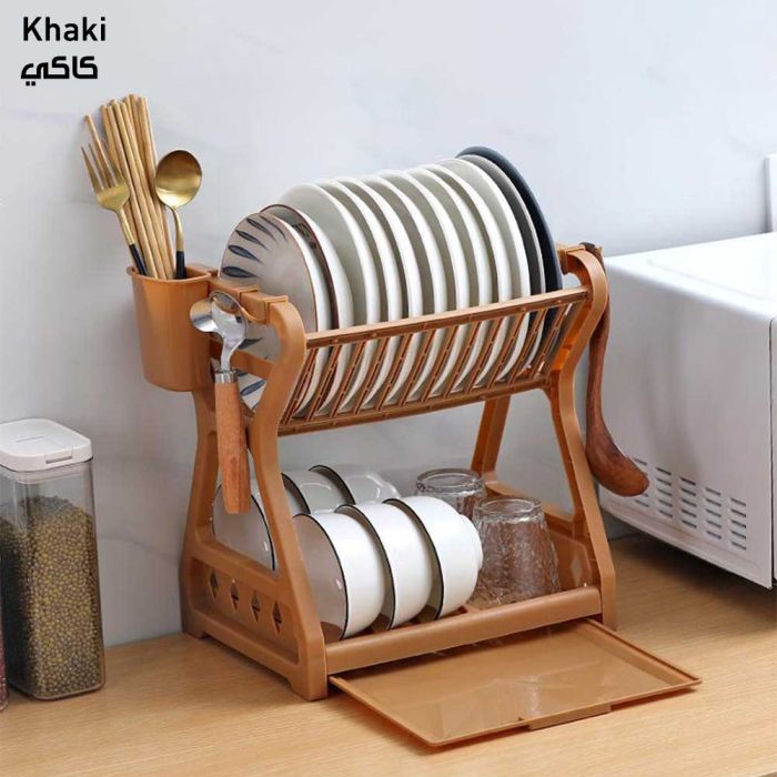 Double Layer Kitchen Dish Organizer and Drainer Rack