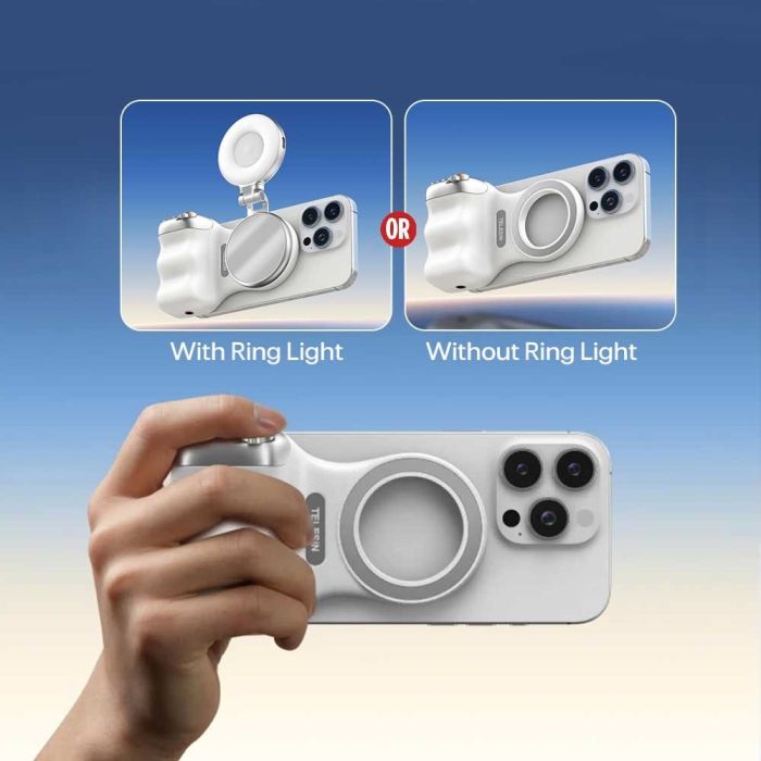 Fun Shot Magnetic Phone Grip with Selfie Ring Light