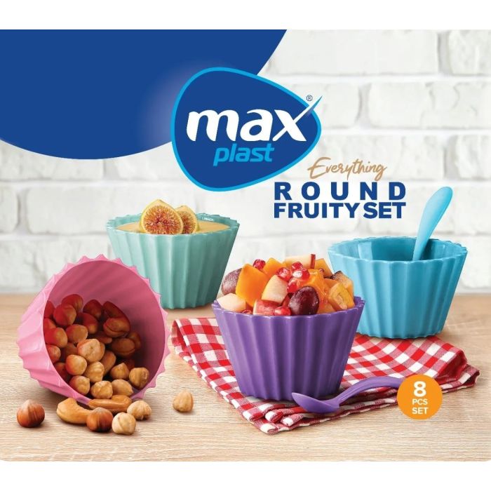 Max Plast 200ml Round Fruity 4Pcs Set 10 x 10 x 6cm - Assorted Color