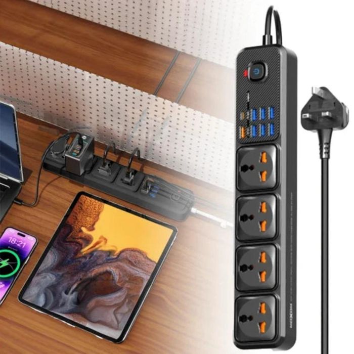 4 Sockets Power Extension with 7 USB and USB-C Port 2M by MOXOM