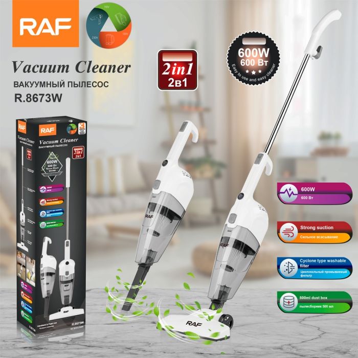 RAF 600W Vacuum Cleaner with 4M Power Cable 500ml Capacity - White