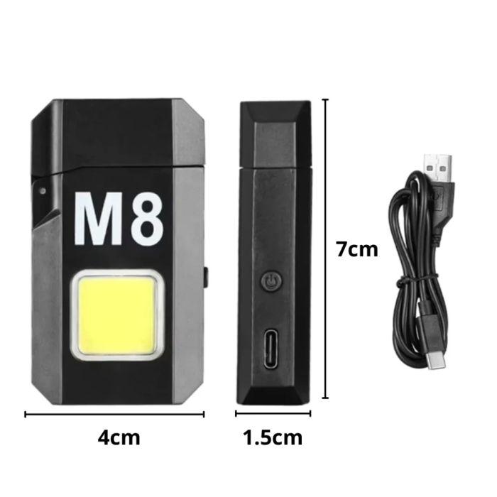 Rechargeable Flameless Electric Lighter with Built-In COB Lamp