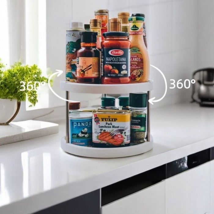 360° Rotating Kitchen Shelf Organizer Seasoning Storage