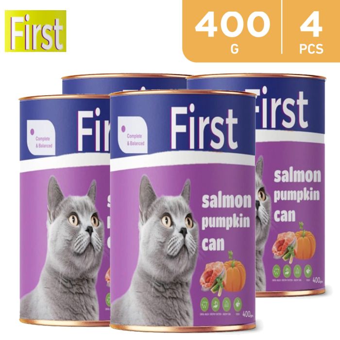 Salmon and Pumpkin Wet Cat Food 4 x 400 g by First