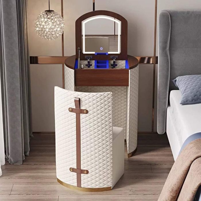 Makeup Table With Chair And Foldable LED Lighting - 60 × 60 × 75 cm