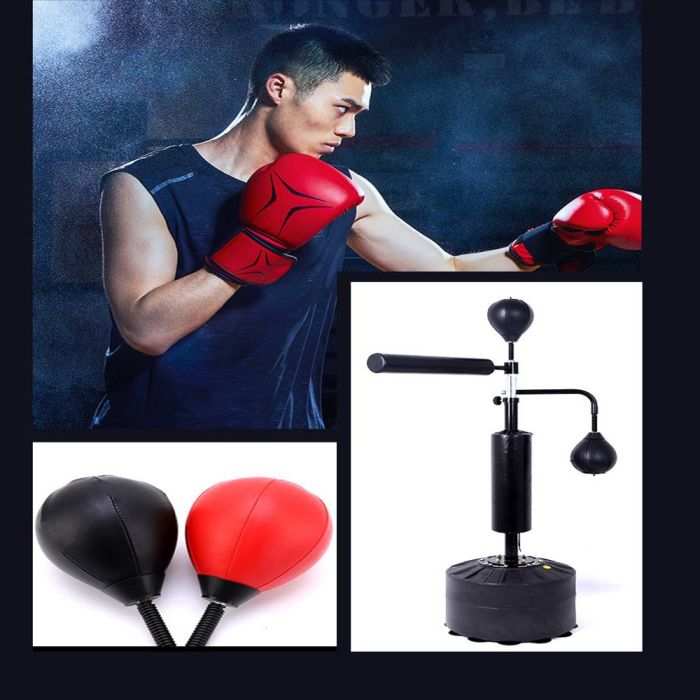 Vertical Boxing Training Stand with Rotating Arms and Speed Balls