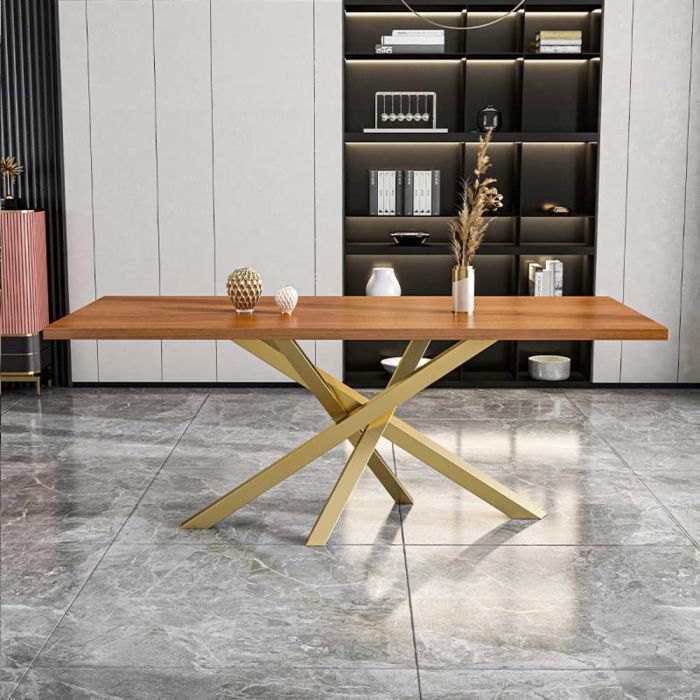 Rubber Wood Table with Metal Base