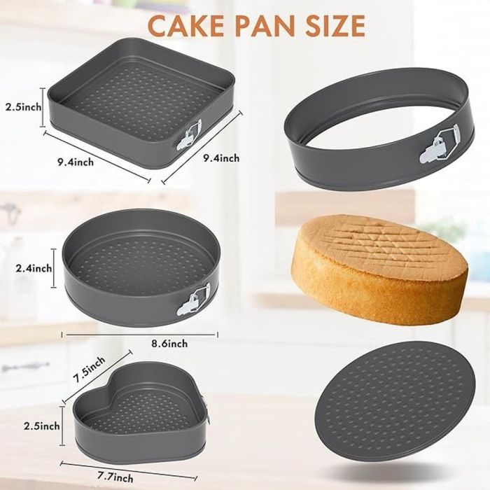 3Pcs Non-stick Spring Form Cake Mould Pan Set