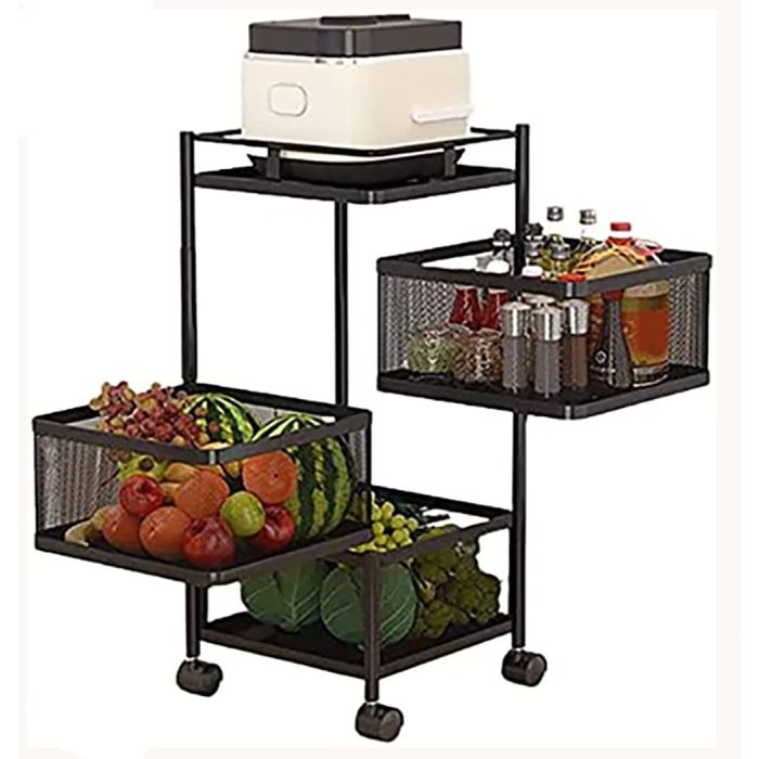 Square Multi-Tiers Metal Storage Rack with Wheels (3 or 4 or 5 Tiers)