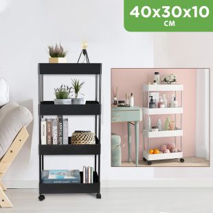 Rolling 4 Tier Storage Cart with Wheels