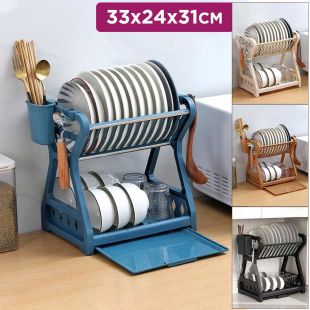 Double Layer Kitchen Dish Organizer and Drainer Rack