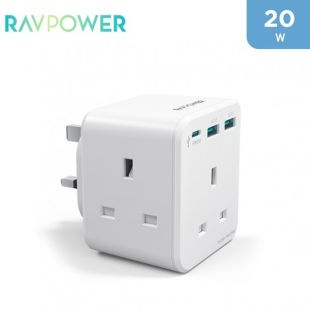 RAVPower 20W wall Charger UK Version with 3 AC plug