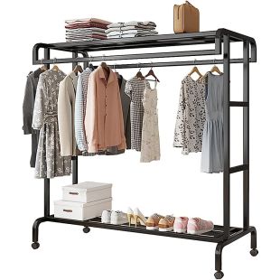 Multi-layer clothes hanger with organizing shelf