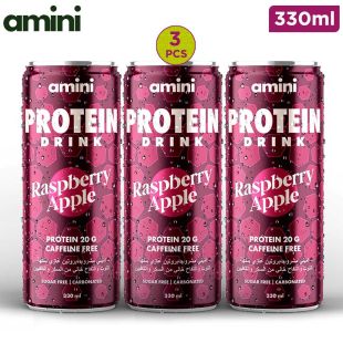 Amini Protein Drink Raspberry Apple Sugar And Caffeine Free 330 ml x 3