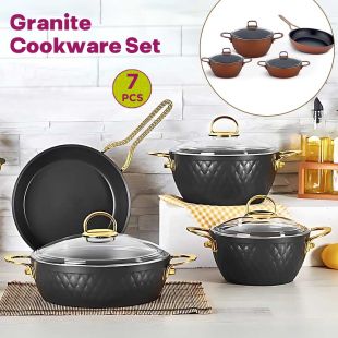 Lydia 7Pcs Granite Cookware Set by Vivaldi
