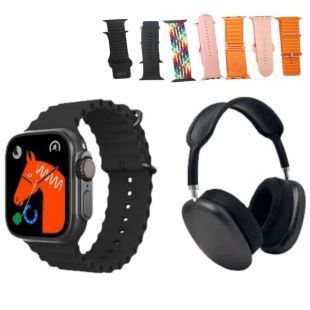 P9 Ultra 2 Smart Watch Combo Set with TWS Earphones and 7 Straps